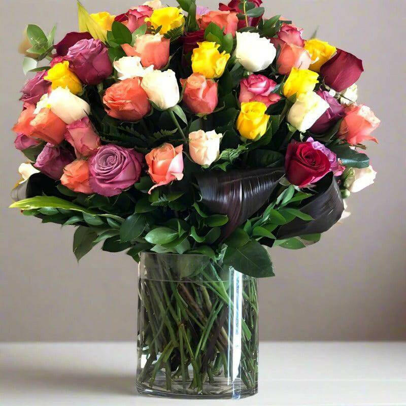 100 long stem assorted roses – Flower Shop in Hollywood